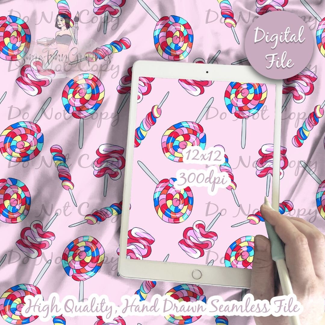 Lollipops Digital Paper - Seamless Patterns, Custom Fabric, Printable ...
