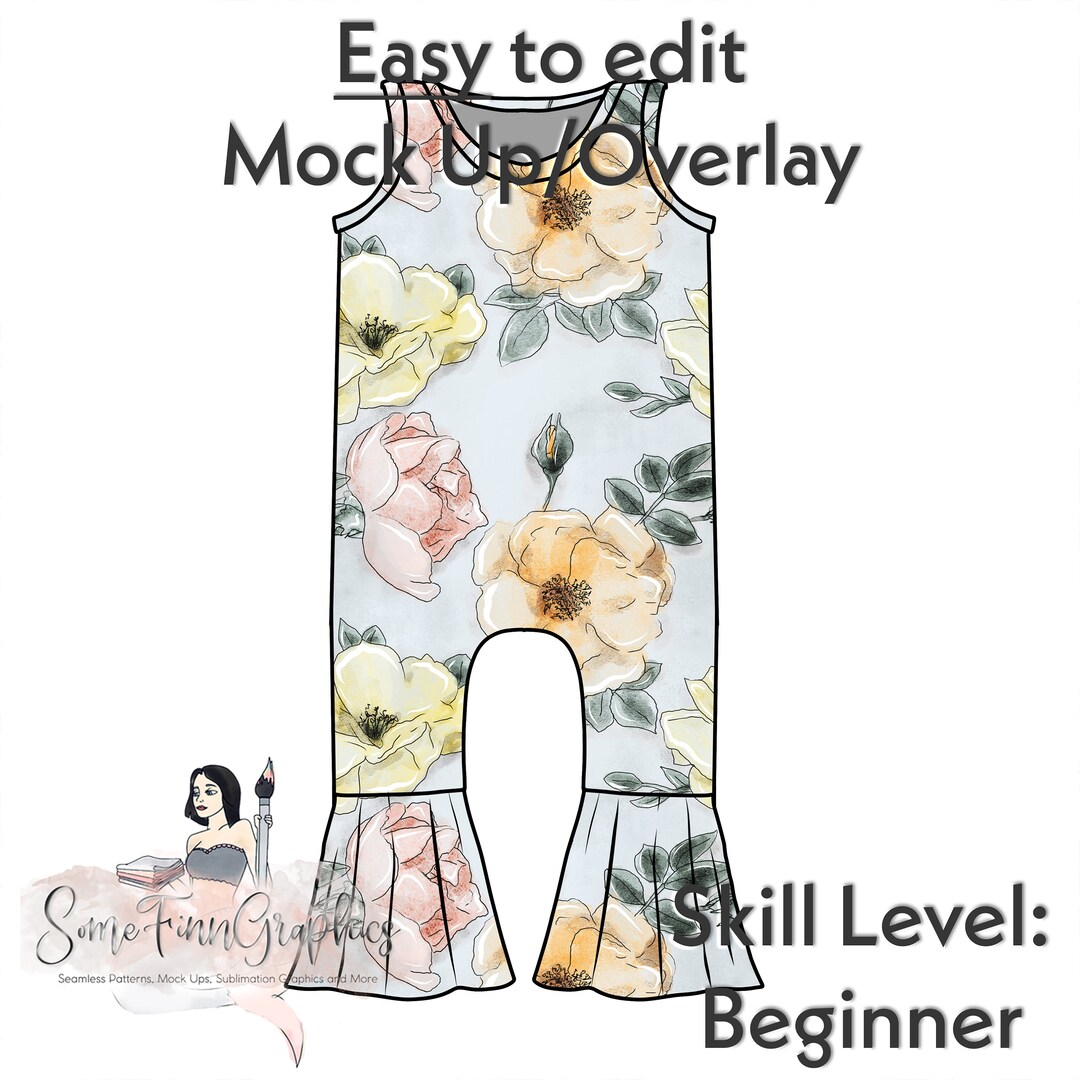 Bells Romper Mock-up / Flare Leg Mock up / Digital Mock up for Clothing ...