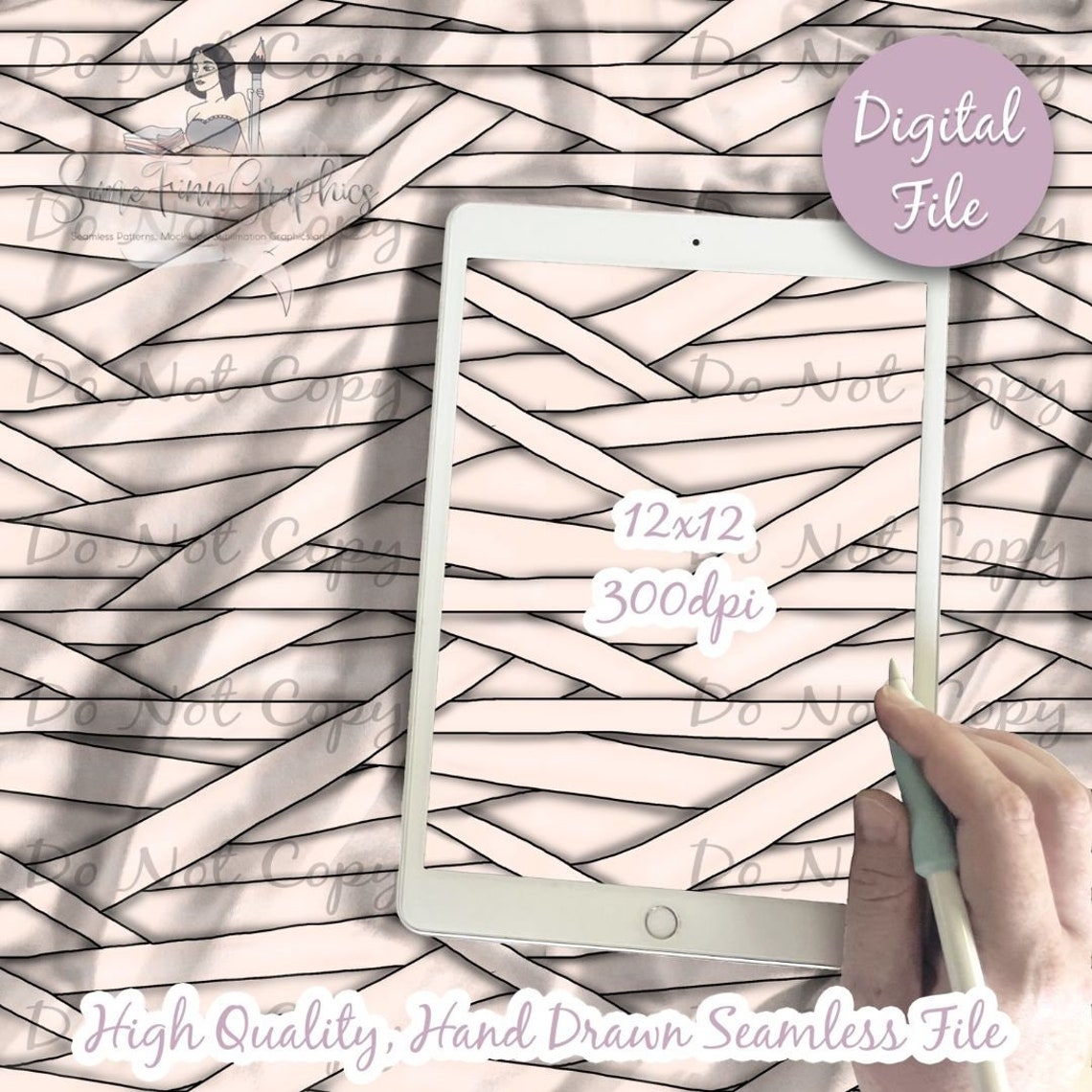 Mummy Stripes Digital Paper, Seamless Halloween Stripe Pattern, Fabric ...