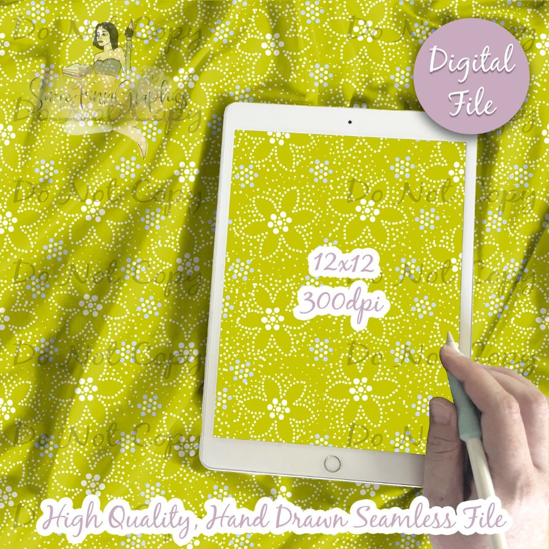 Bold Retro Floral Digital Paper - Seamless Green Flower Pattern ...