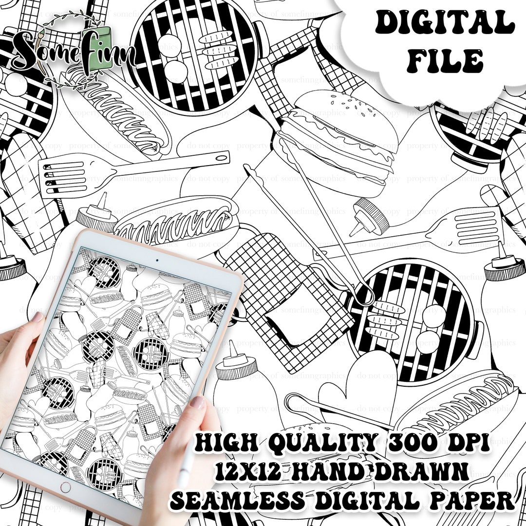 BBQ Seamless Digital Paper - Seamless 4th of July Pattern, Color Me ...