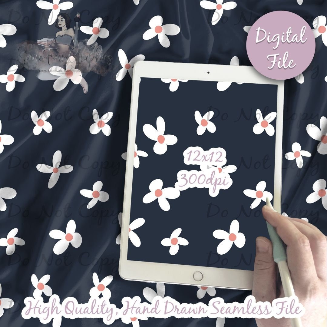 Daisy Floral Digital Paper - Seamless Daisies Flower Pattern, Custom ...