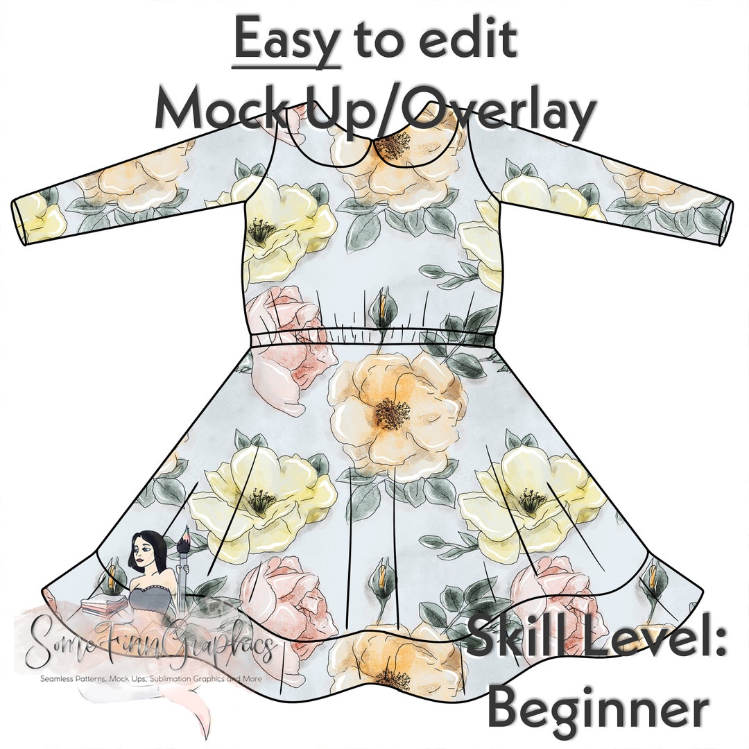 Collar Sleeveless Dress Mock-up / Flare Dress Mock up / Dress Digital ...