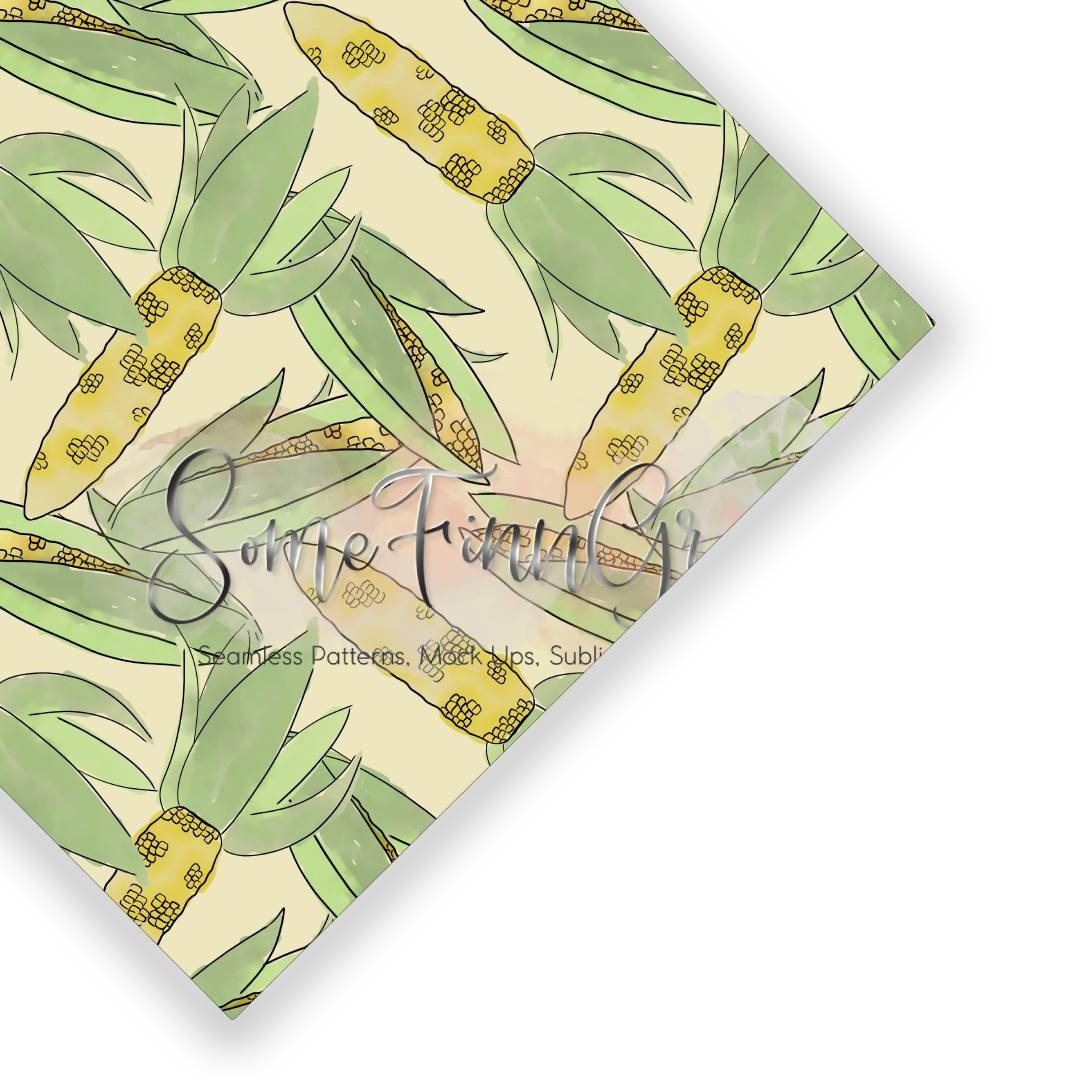 Corn Digital Paper, Seamless Farm Patterns, Farmer Produce Fabric ...