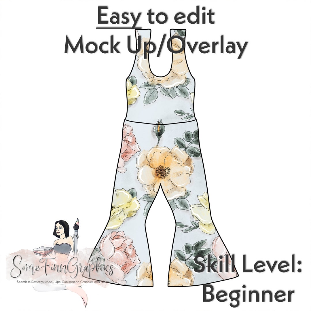 Flare Romper Pants Mock-up / Bell Leg Mock up / Digital Mock up for ...