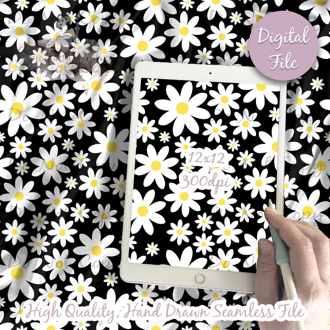Daisy Floral Digital Paper Seamless Daisies Flower Pattern, Custom ...