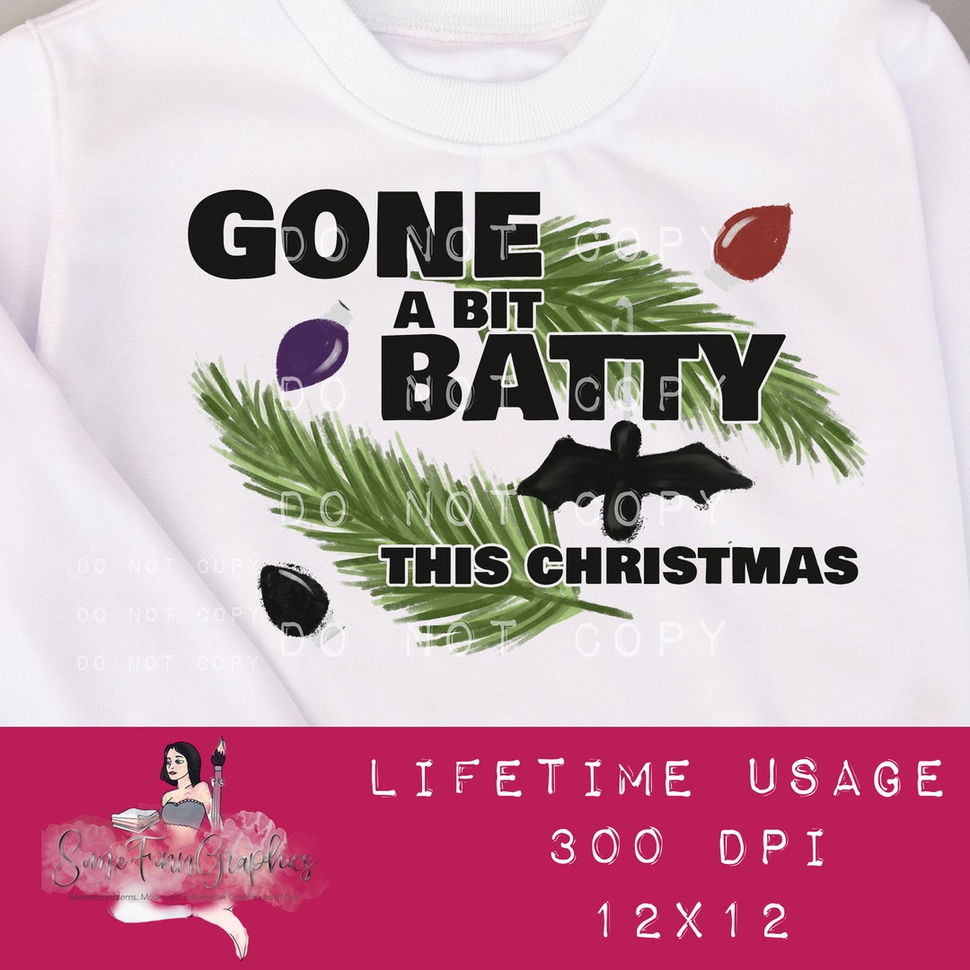 Spooky Christmas, Gone a Little Batty PNG, Christmas Clipart, Digital ...