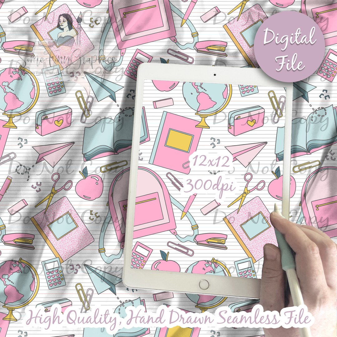 Back to School Seamless Pattern, School Digital Paper, Teachingtumbler ...