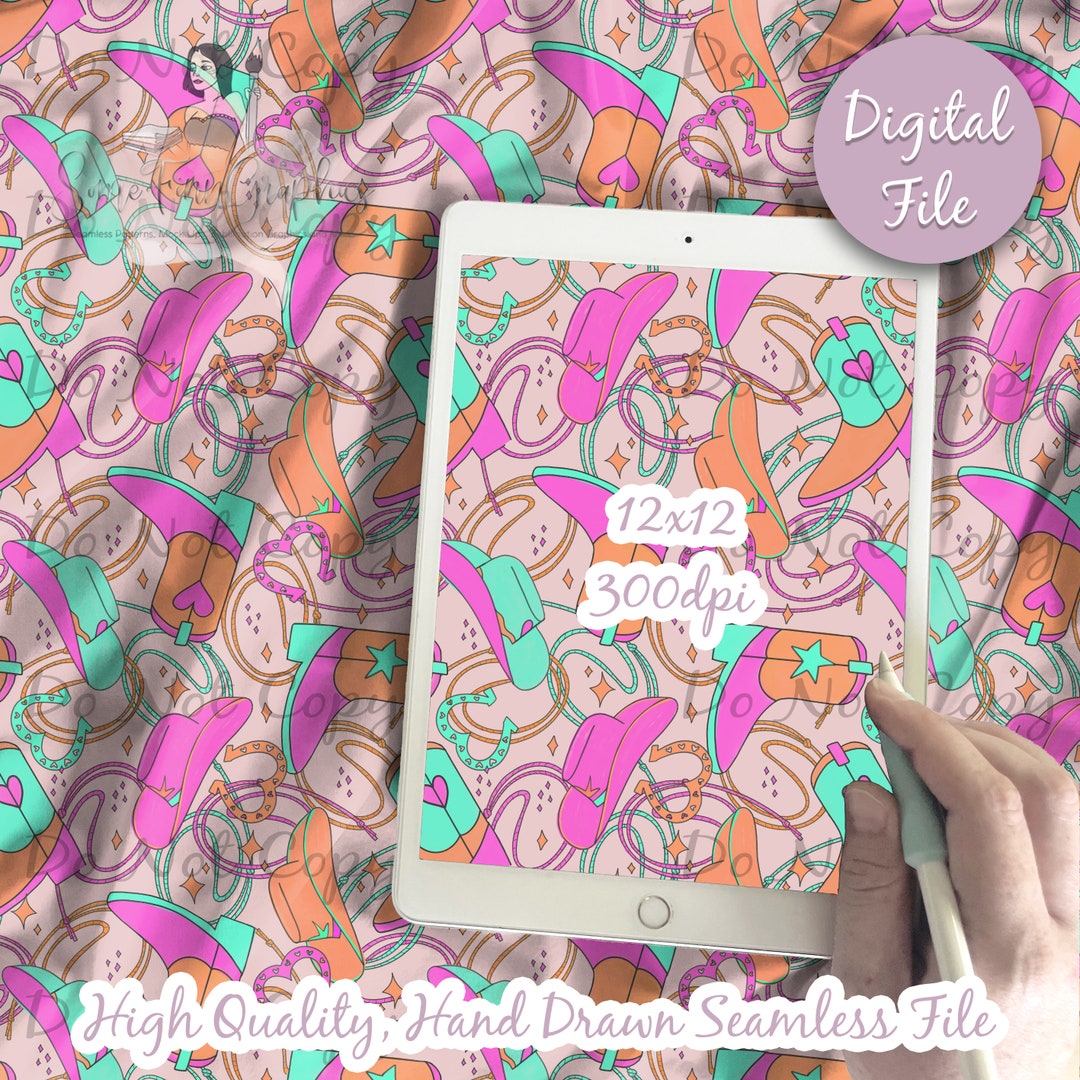 Cowgirl Digital Paper, Seamless Ranch Pattern, Fabric Download, Country ...