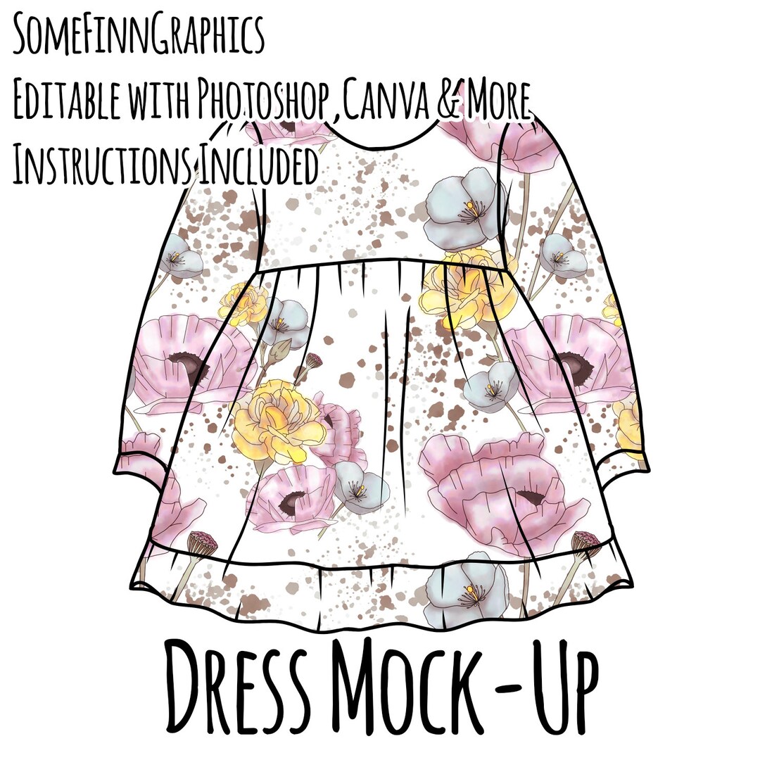 Long Sleeve Dress Mock-up / Dresses Mock up / Digital Mock up Clothing ...