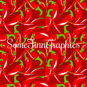 Chili Peppers Digital Paper - Seamless Hot Pepper Pattern, Spicy Fabric ...