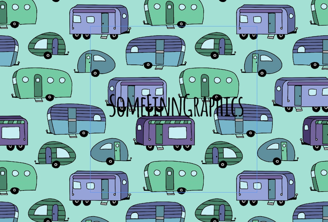 Camper Digital Paper Seamless Summer Fun Pattern Camping | Etsy