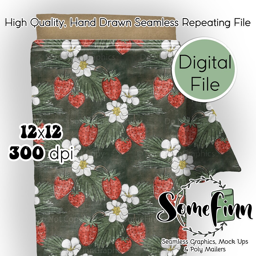 Strawberries Digital Paper - Seamless Watercolor Strawberry Pattern ...