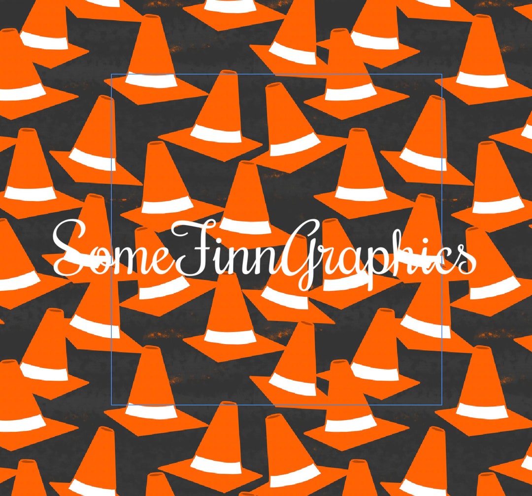 Construction Cones Digital Paper - Seamless Caution Pattern, Orange ...