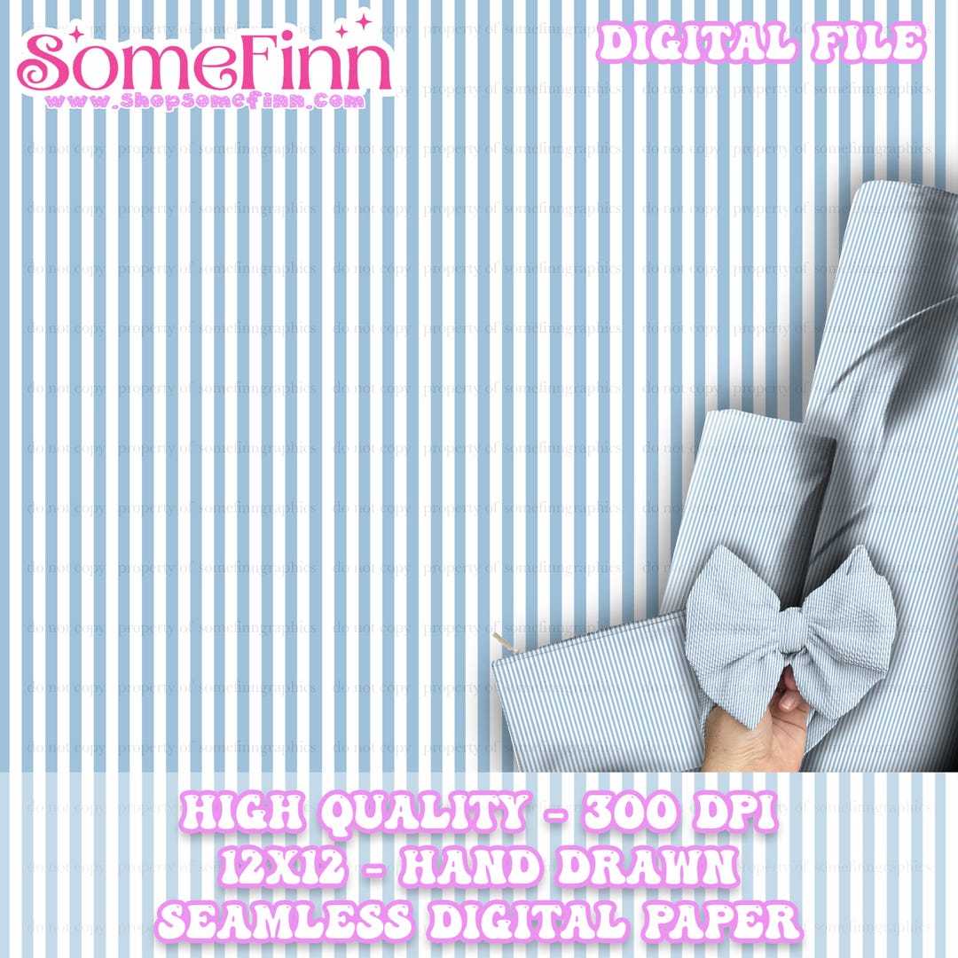 Blue and White Coastal Verticle Stripes Digital Paper - Seamless ...