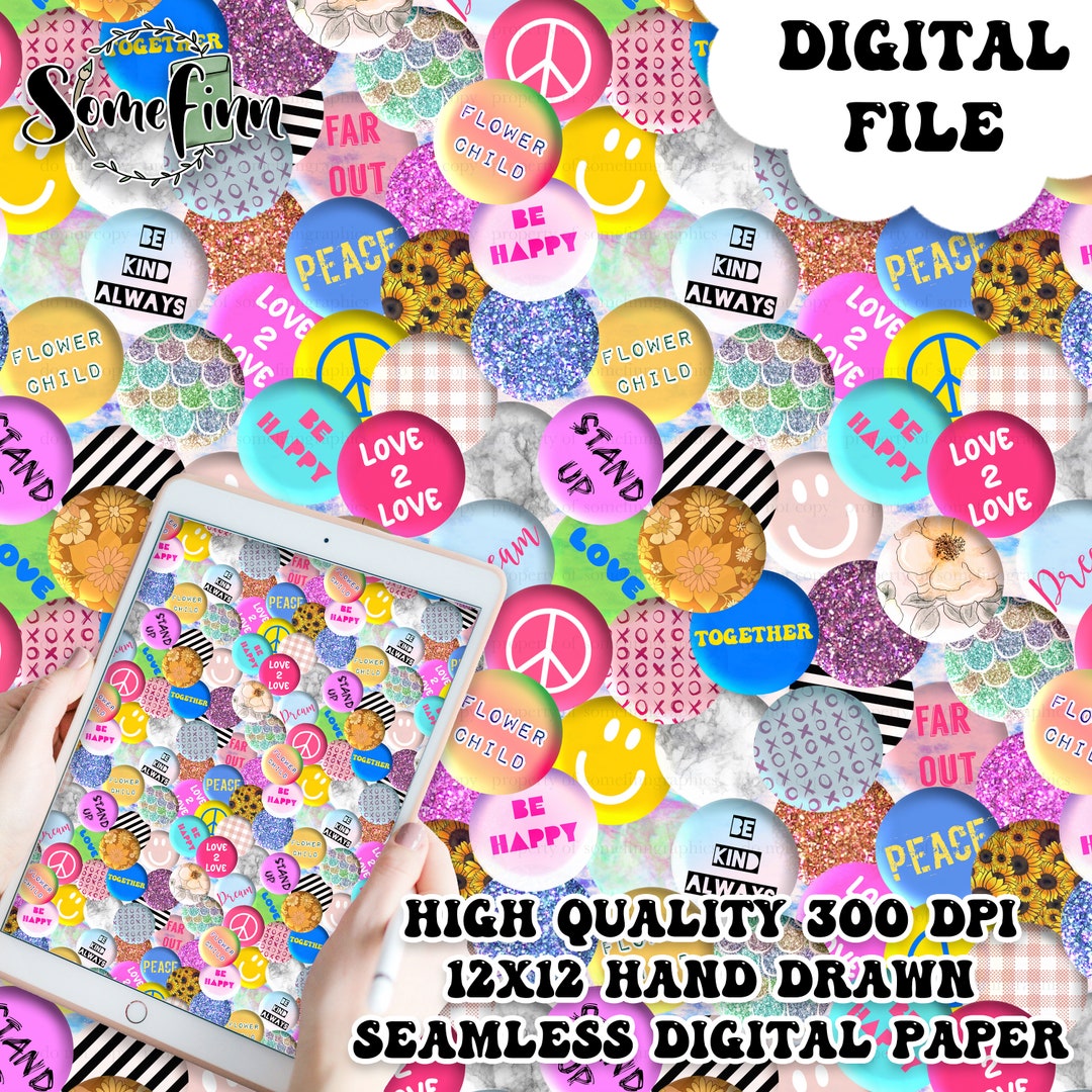 Cute Pins 90s Seamless Design Pattern / 1990 Nostalgia / Pins Nostalgia ...