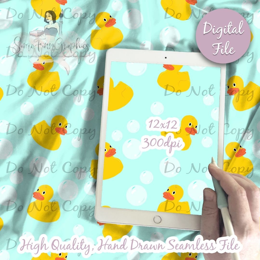Rubber Duck Digital Paper - Seamless Ducky Pattern, Bath Time Fabric ...
