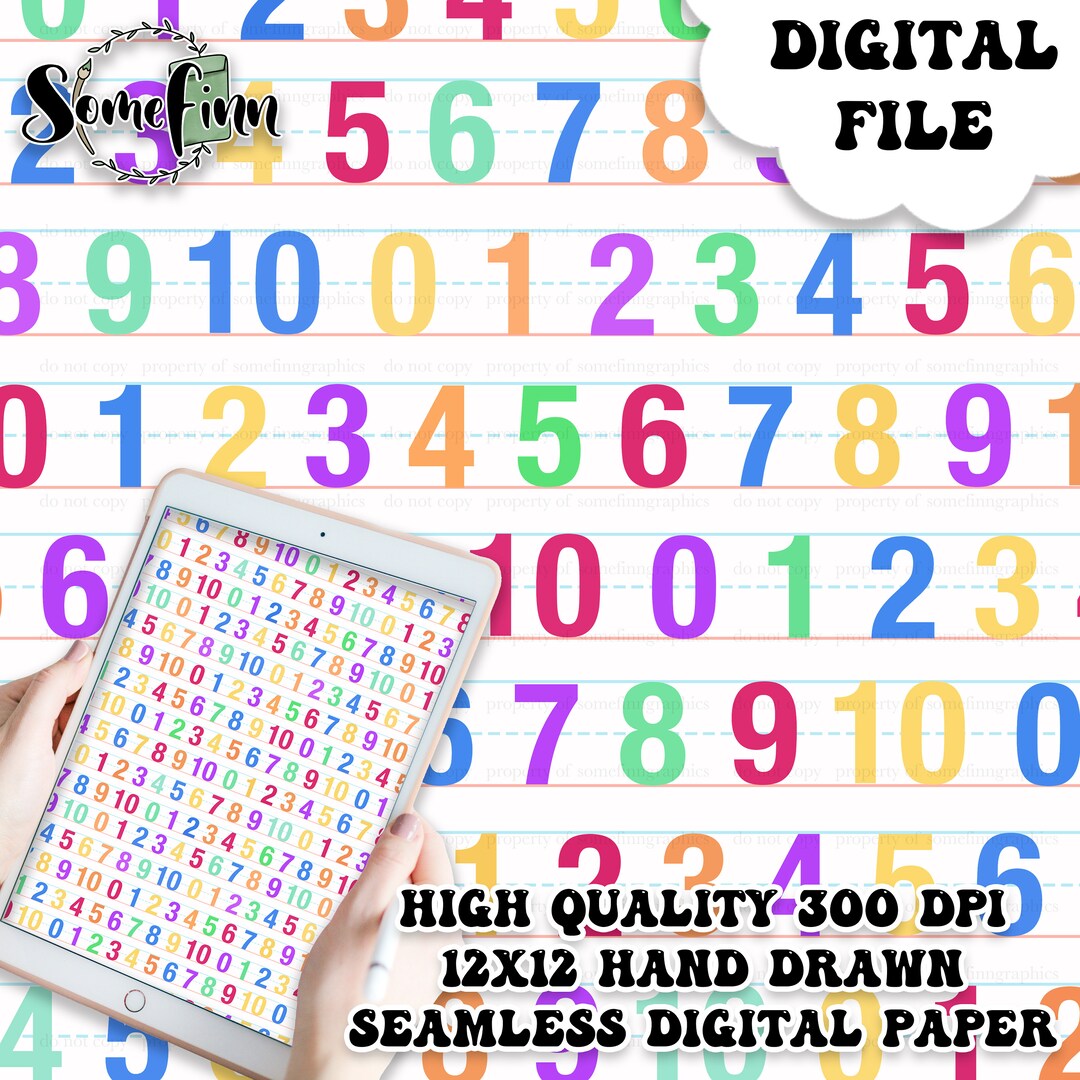 123s Counting Numbers Seamless 12x12 Digital Paper | Fabric Math ...