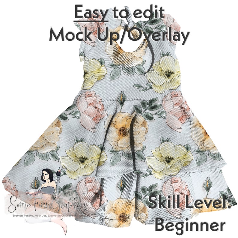Realistic Tier Dress Mock-up / Girl Mock up / Easy Editable From Mobile ...