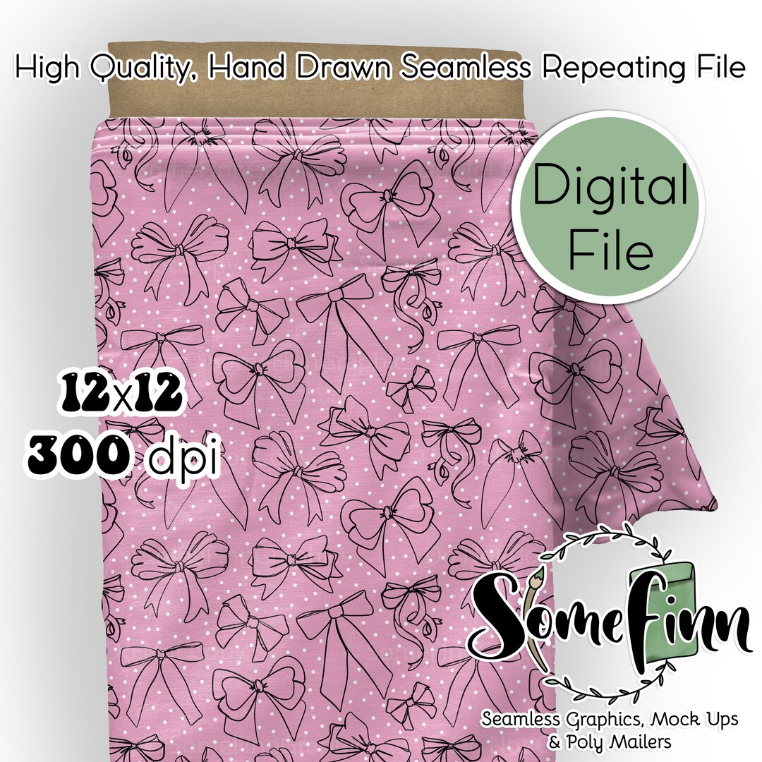 Sweet Bows and Polka Dots Digital Paper - Seamless Pink Bows Pattern ...