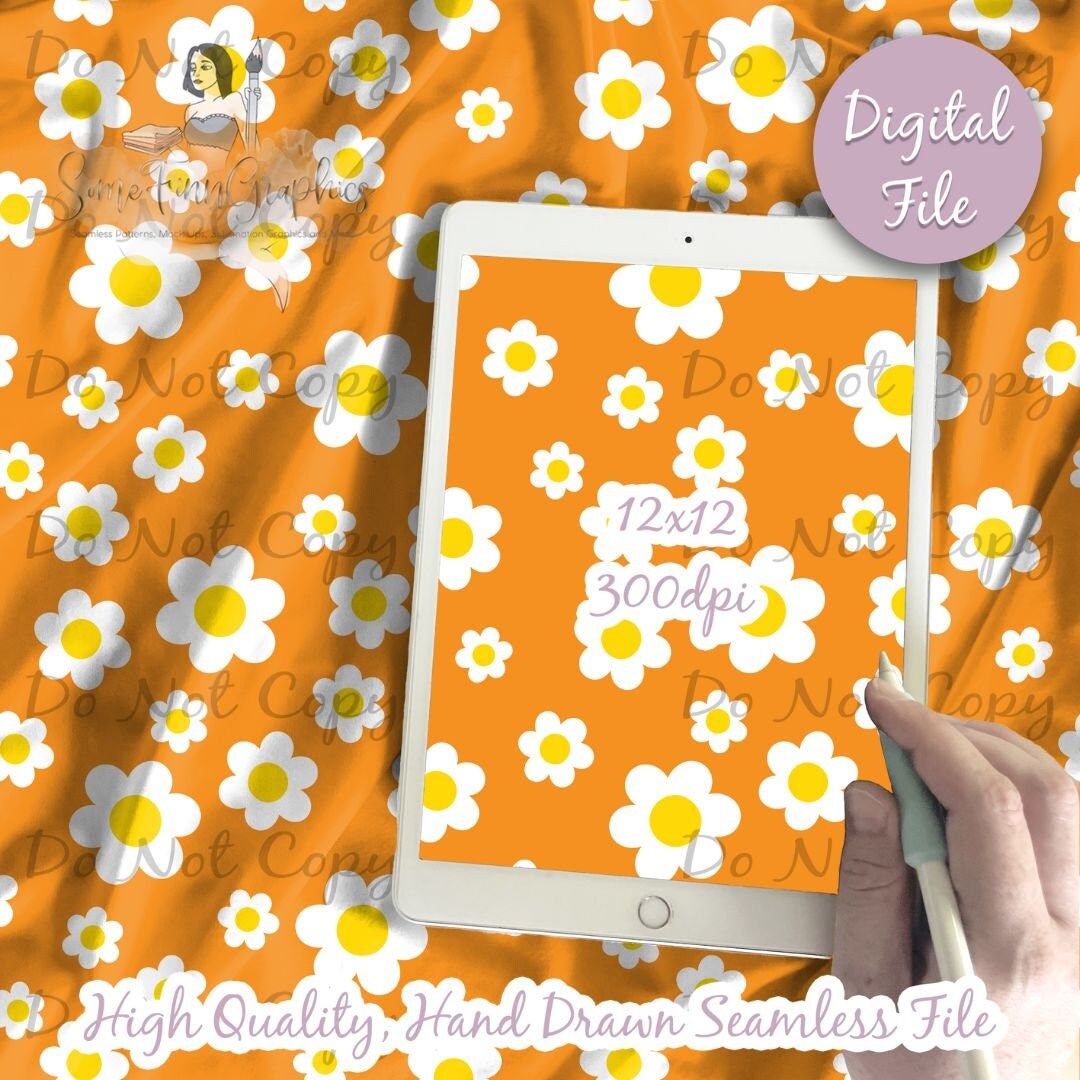 Daisy Floral Digital Paper - Seamless Daisies Flower Pattern, Custom ...
