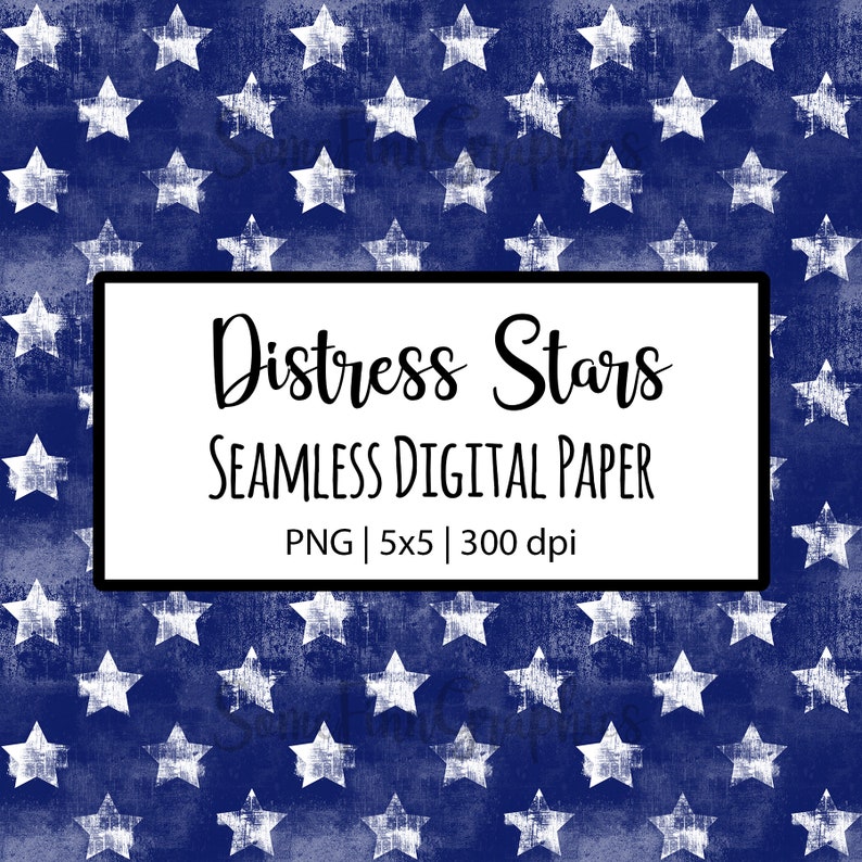 Distressed Stars Digital Paper Seamless 4th of July Pattern | Etsy