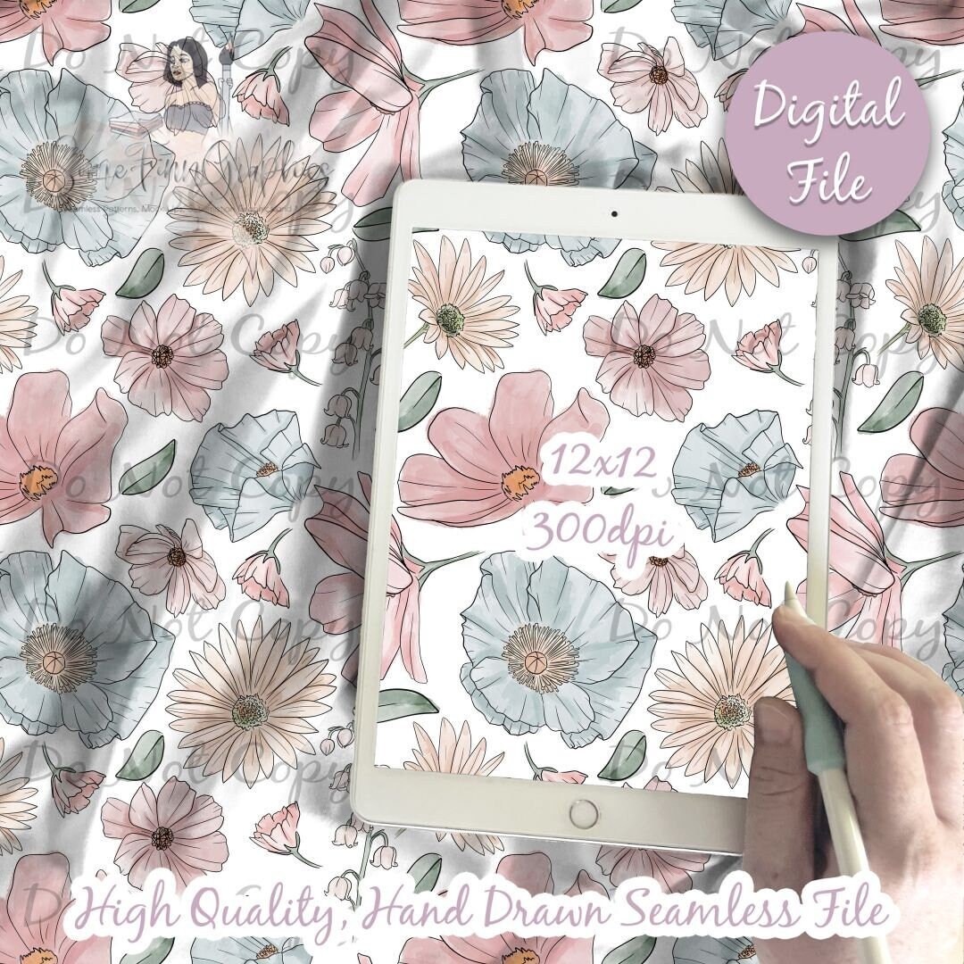 Watercolor Floral Seamless Digital Paper Pattern, Fabric Design or ...