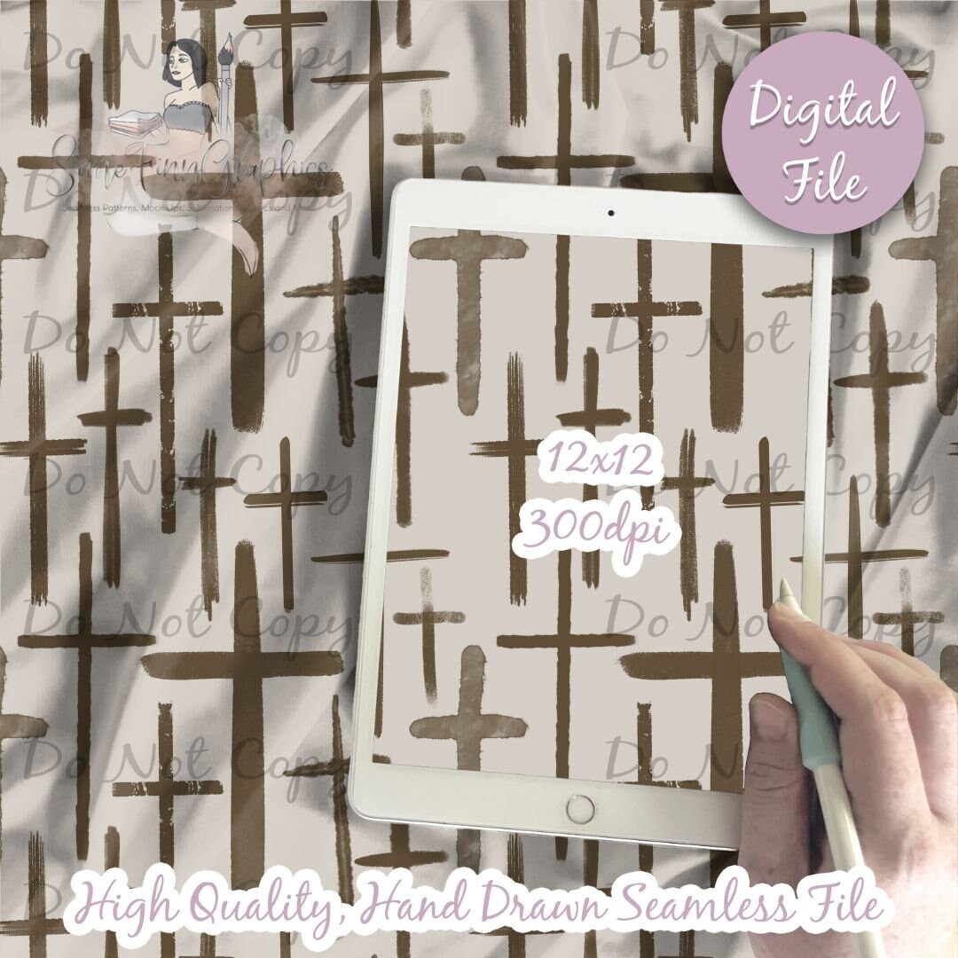 Cross Seamless Pattern, Religious Digital Paper, Easter Seamless ...