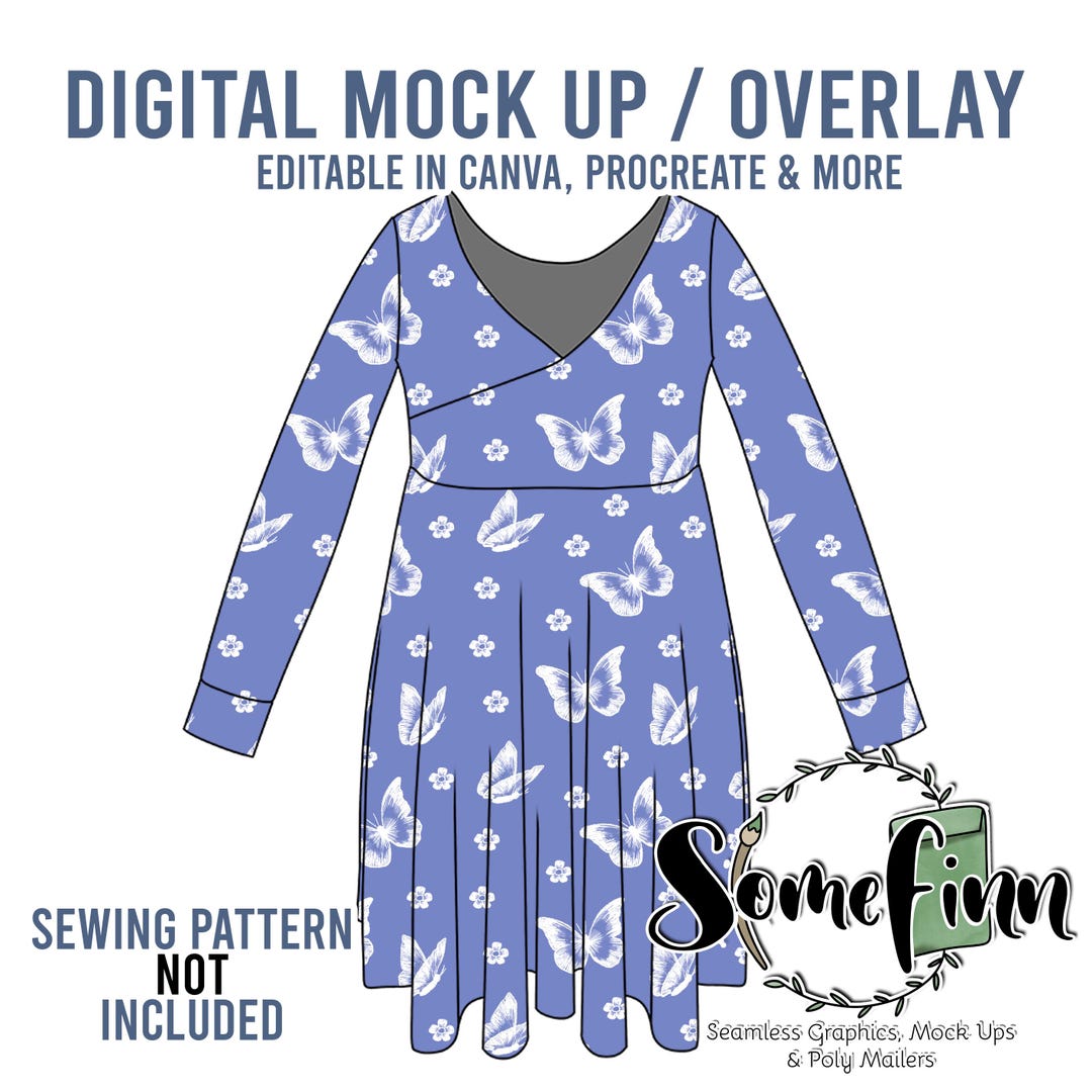 Long Sleeve Twirl Dress Mock Up, Dress Mockup, Twirl Dress Mockup ...