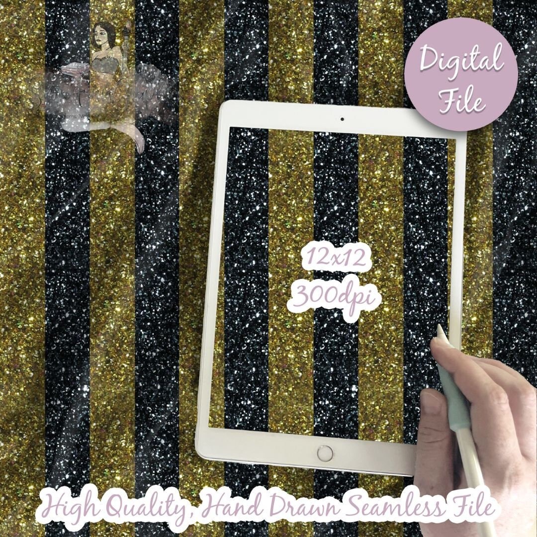 Black and Gold Glitter Stripes Digital Paper - Seamless New Years ...