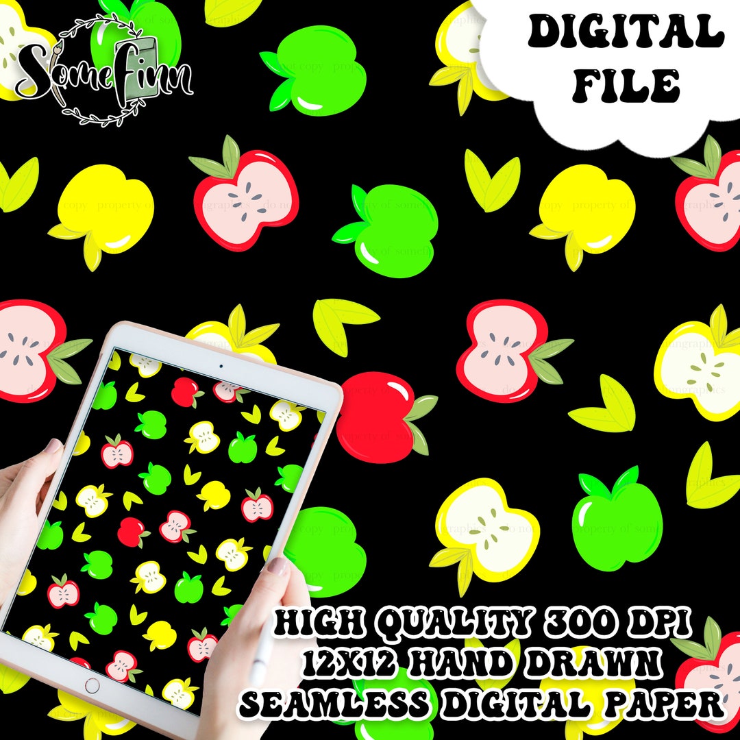Back to School Seamless Pattern, School Digital Paper, Apple Tumbler ...