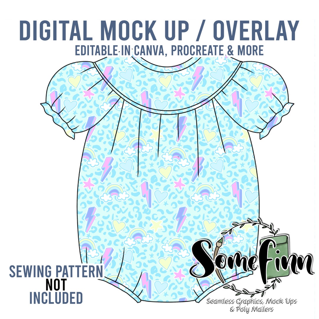 Smocked Short Bubble Sleeve Romper Mock-up / Rompers Mock up / Digital ...