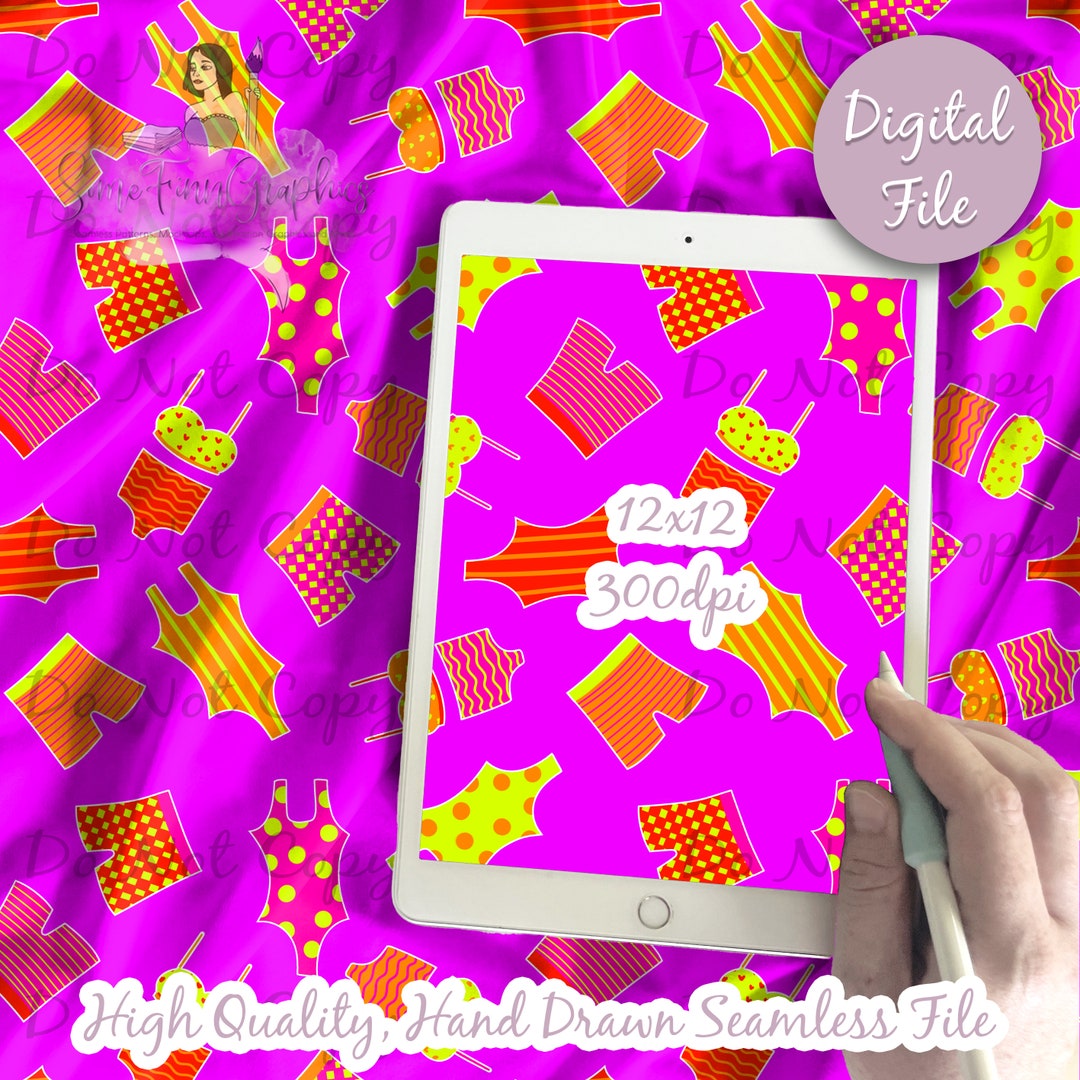 Swim Safe Colors, Neon Bathing Suits Seamless Pattern Design / Summer ...