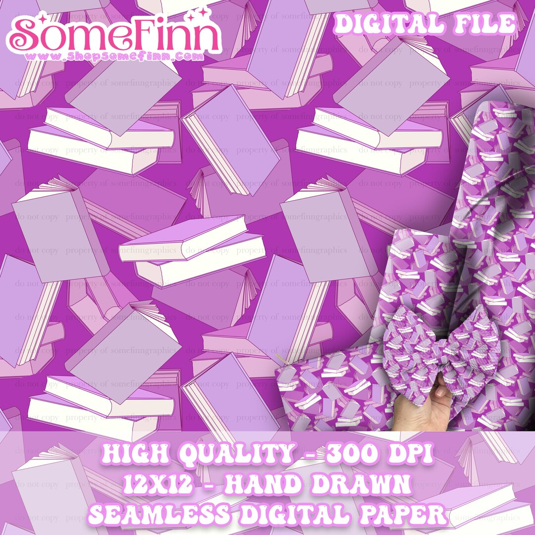 Books Digital Paper - Seamless Books Pattern, Custom Book Fabric ...