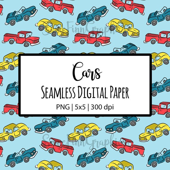 Cars seamless pattern car digital paper retro cars seamless design EPS ...
