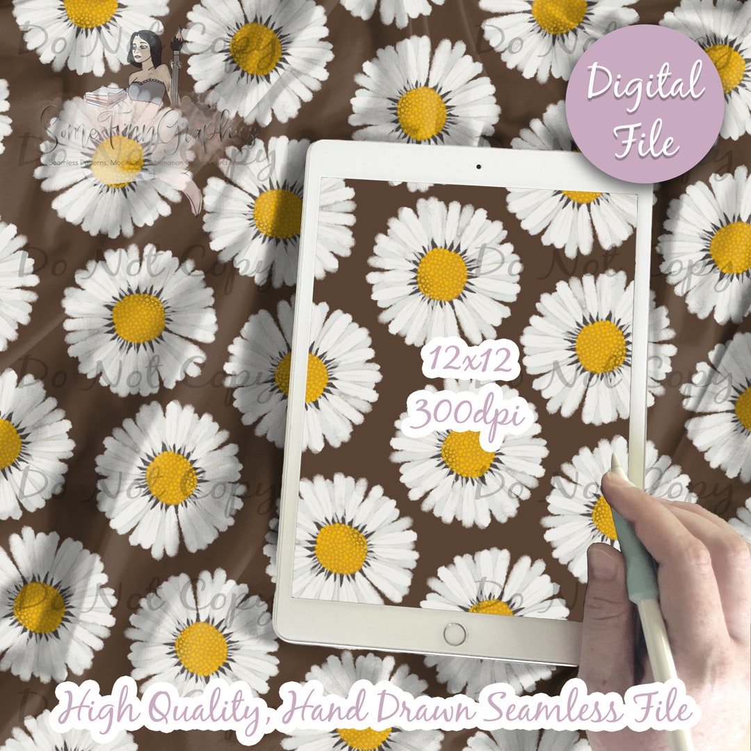 Daisy Floral Digital Paper - Seamless Daisies Flower Pattern, Custom ...