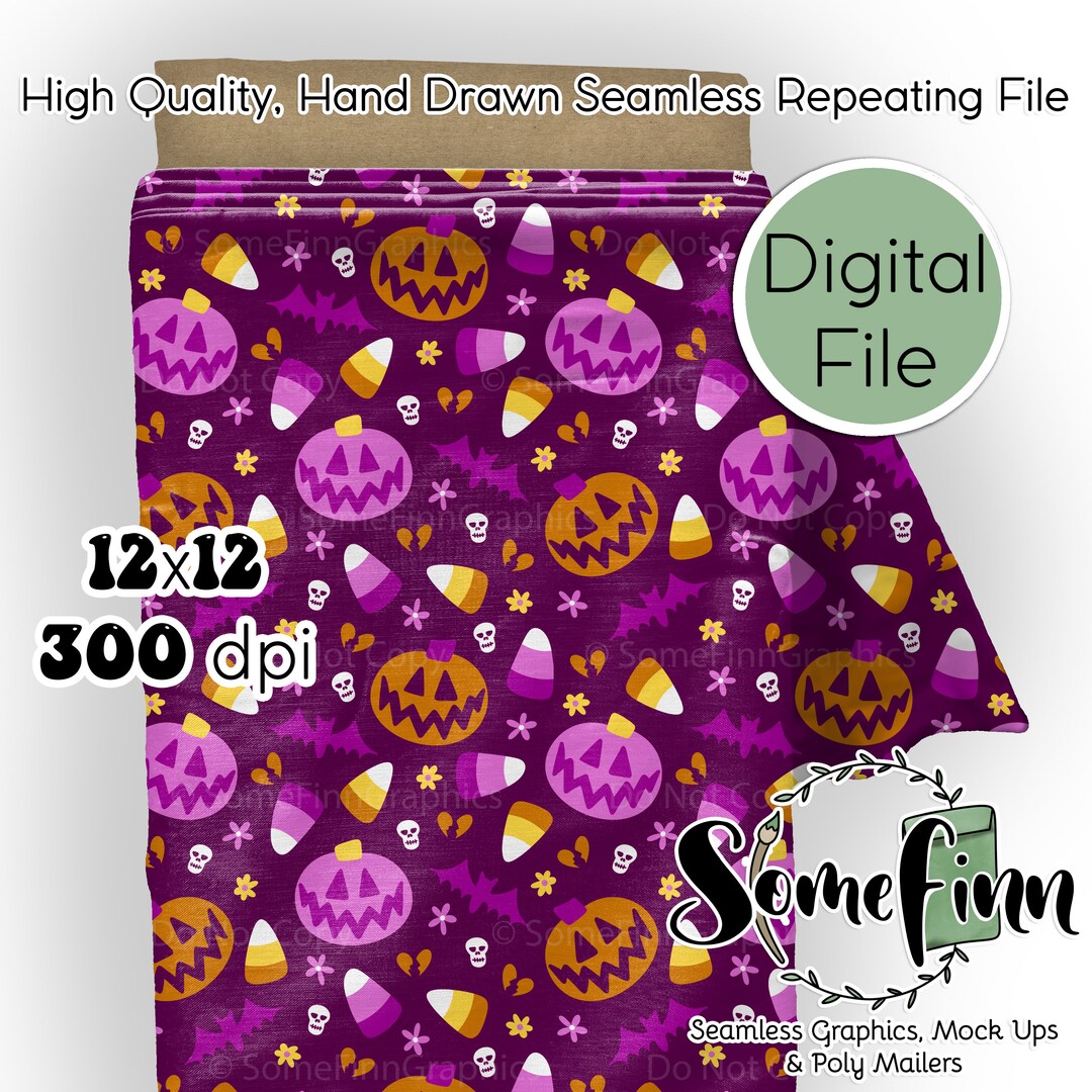 Halloween Pumpkin Digital Paper, Seamless Halloween Pattern, Skulls ...