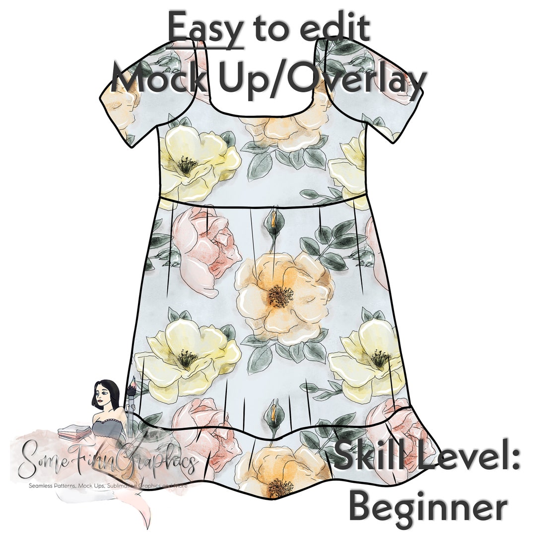 Short Sleeve Dress Mock-up / Flare Dress Mock up / Dress Digital Mock ...