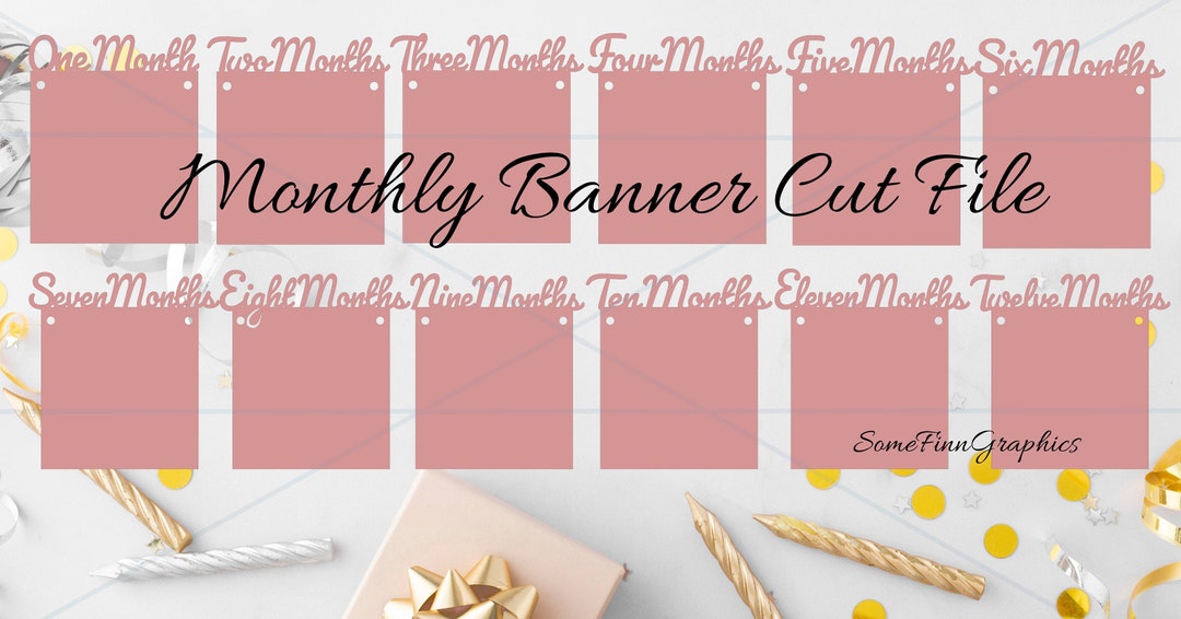 Monthly Banner Digital Download, First Birthday Banner SVG, Monthly ...