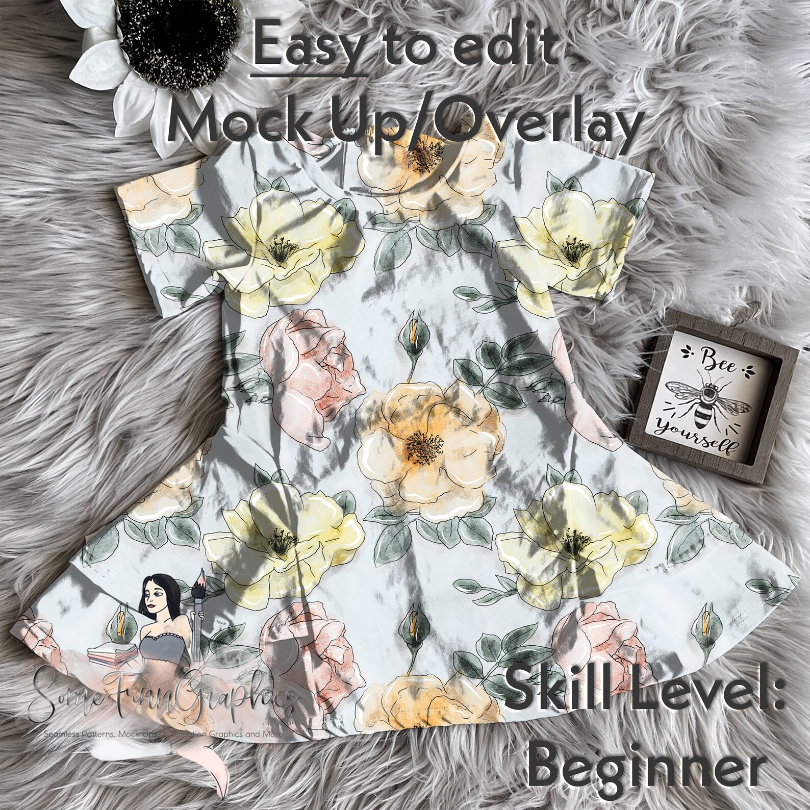 Dress Realistic Mock-up / Girl Mock up / Easy Editable From Mobile ...
