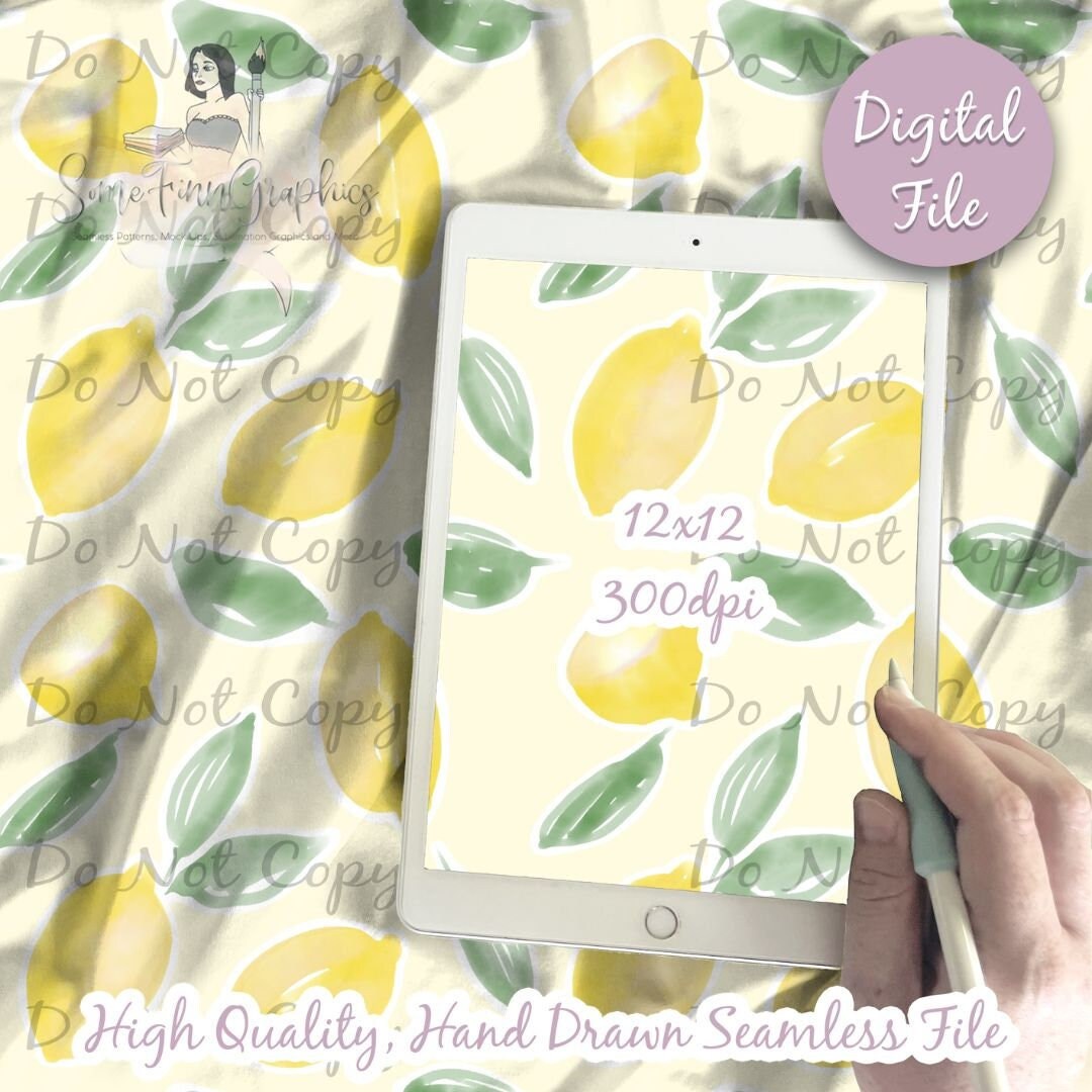 Watercolor Lemons Digital Paper - Seamless Lemon Pattern, Fruit Citrus ...