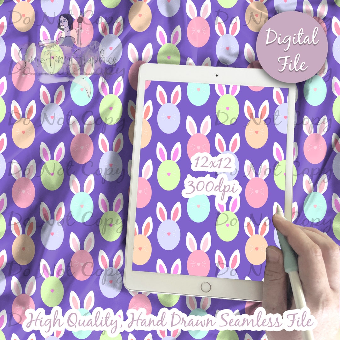 Easter Bunny Eggs Digital Paper - Monochrome Seamless Patterns, Custom ...