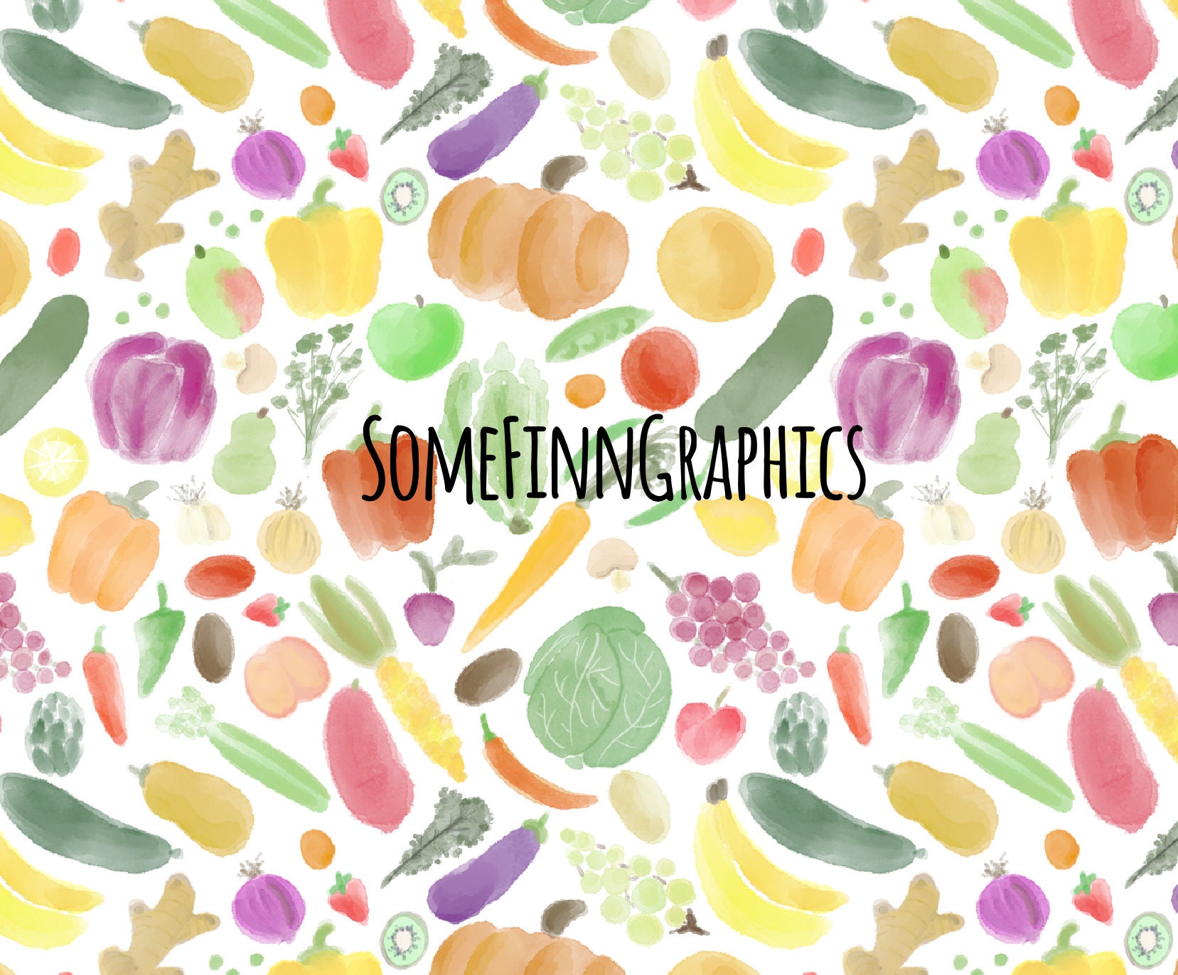 Fruit and Veggies Digital Paper Seamless Food Pattern Summer - Etsy
