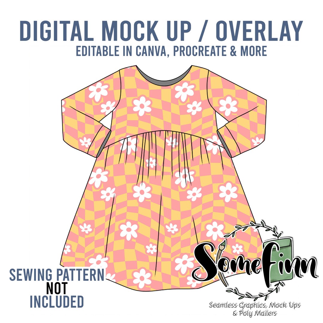 Long Sleeve Curved Twirl Dress Mock Up, Dress Mockup, Twirl Dress ...