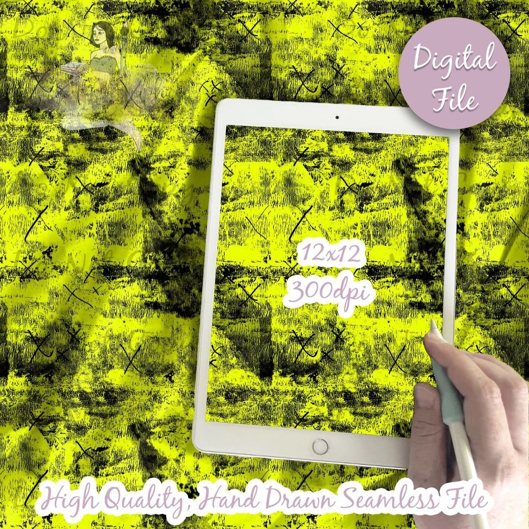 Neon Green Yellow Grunge Seamless Design Pattern / Neon Distressed ...