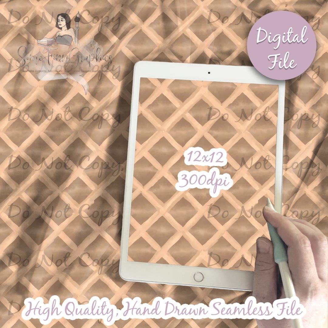 Waffle Pattern Seamless Digital Paper - Seamless Waffle Cone, Breakfast ...