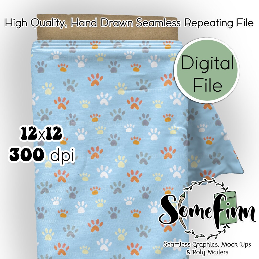 Paw Prints Digital Paper, Seamless Dog Pattern for Fabric Scrapbook ...