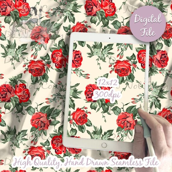 Roses Digital Paper Seamless Bold Rose Floral Pattern - Etsy