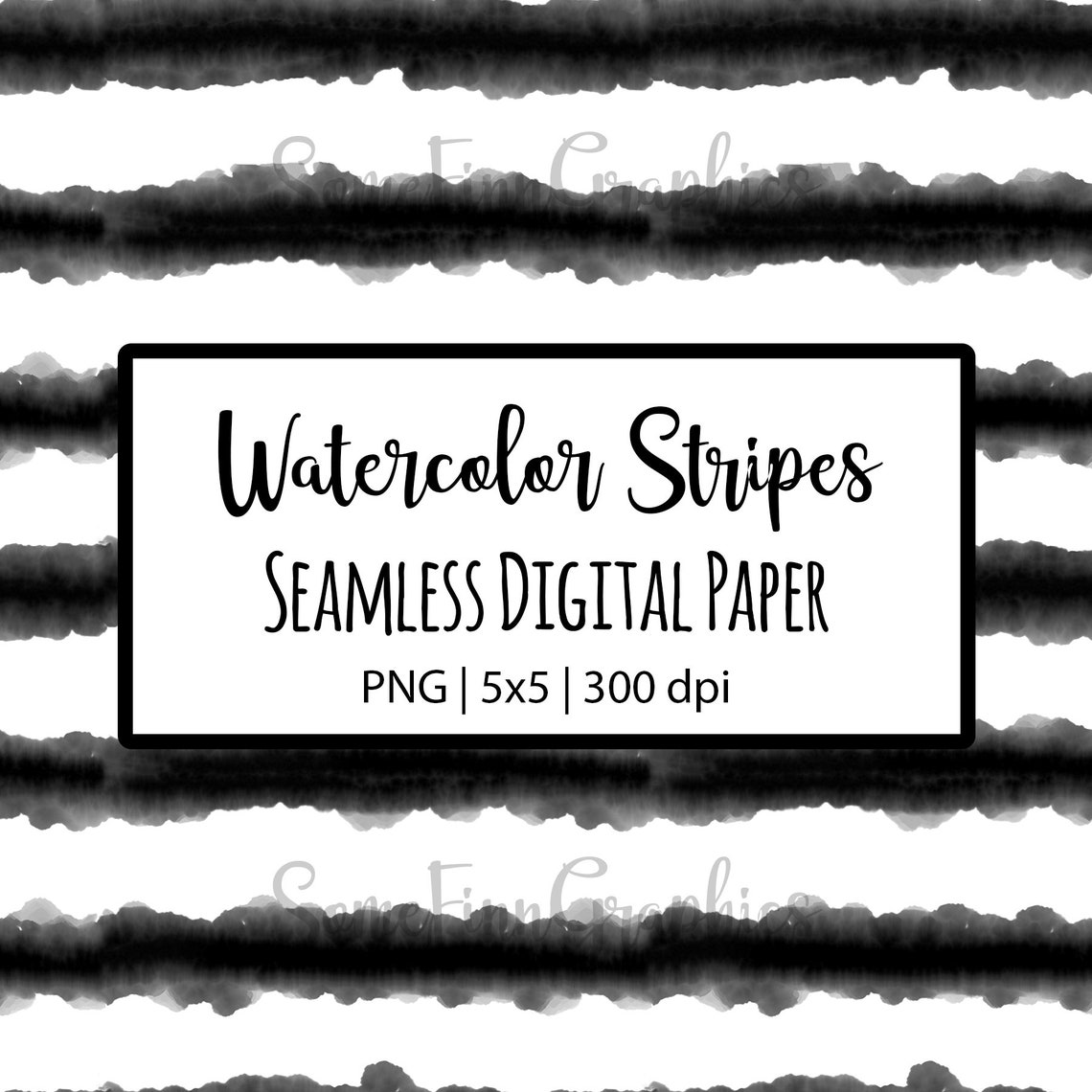 Black Watercolor Stripes Seamless Digital Pattern // Digital - Etsy
