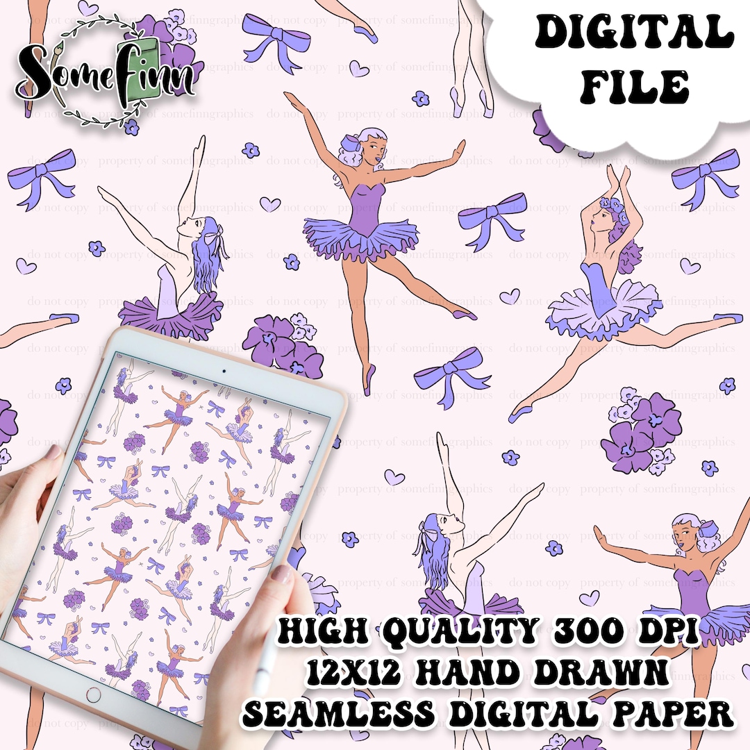 Vintage Ballerinas Digital Paper, Seamless Pattern, Ballet Fabric ...